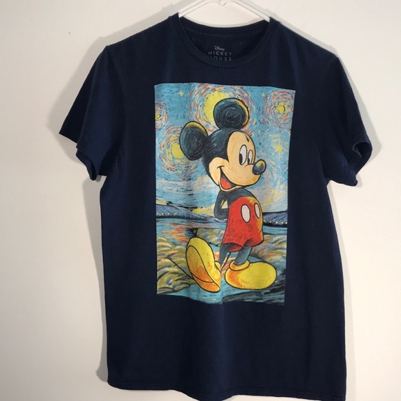 Disney | Tops | Disney Mickey Mouse Starry Night Van Gogh Art Blue ...